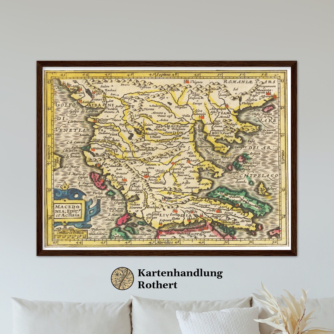 Historical Map of Macedonia Around 1609 - Etsy