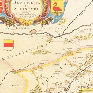 Historical Map Grafschaft Bentheim Around 1635 | Etsy