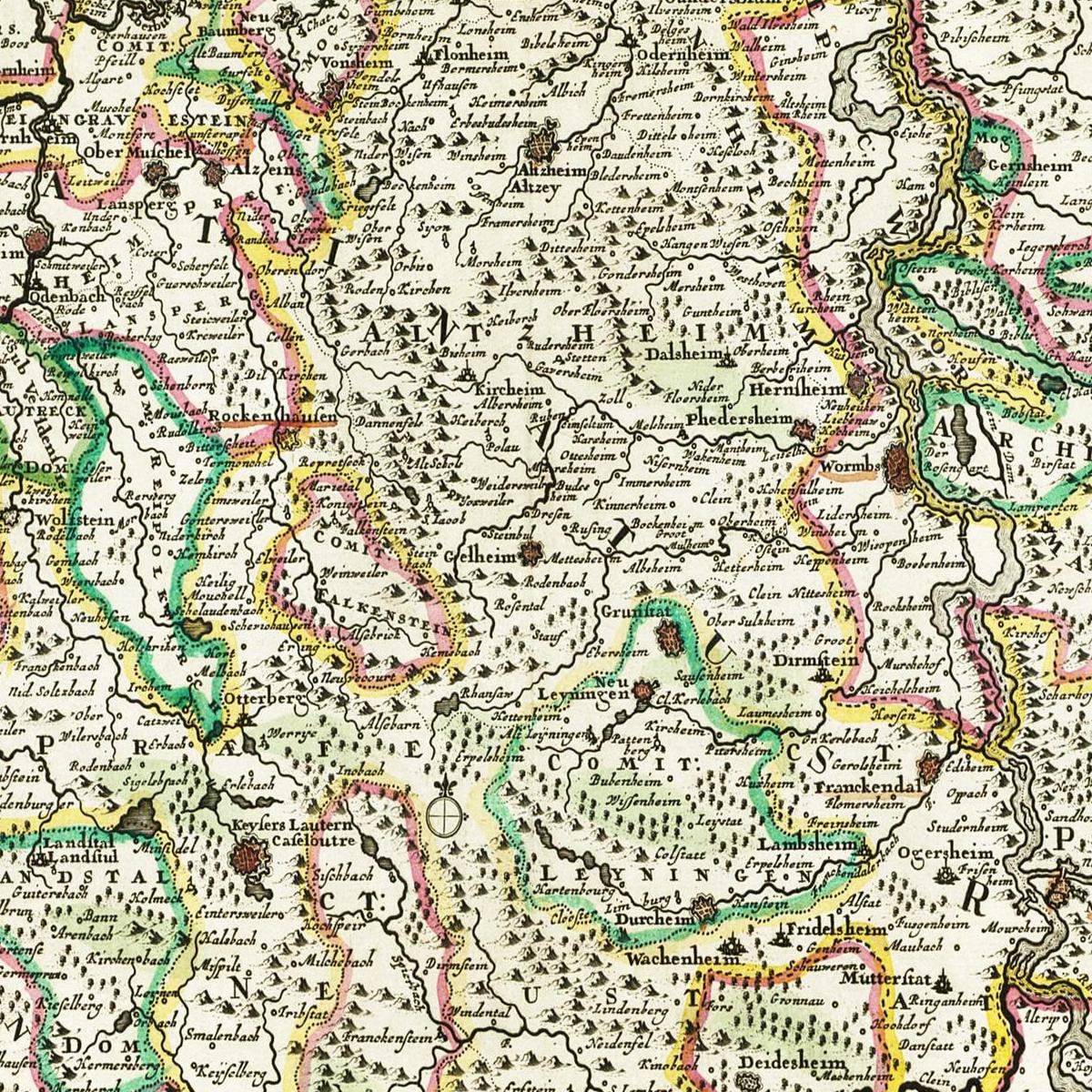 Historical Map of Palatinate Around 1700 - Etsy