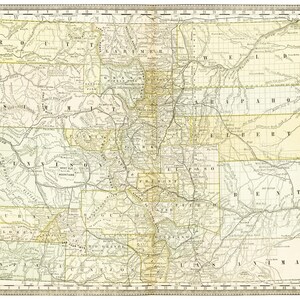 Historical Colorado Map Around 1882 - Etsy