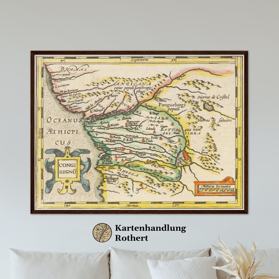 Historical Congo Map Around 1609 - Etsy