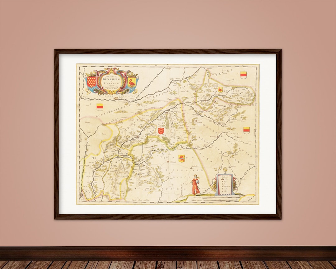 Historical Map Grafschaft Bentheim Around 1635 - Etsy
