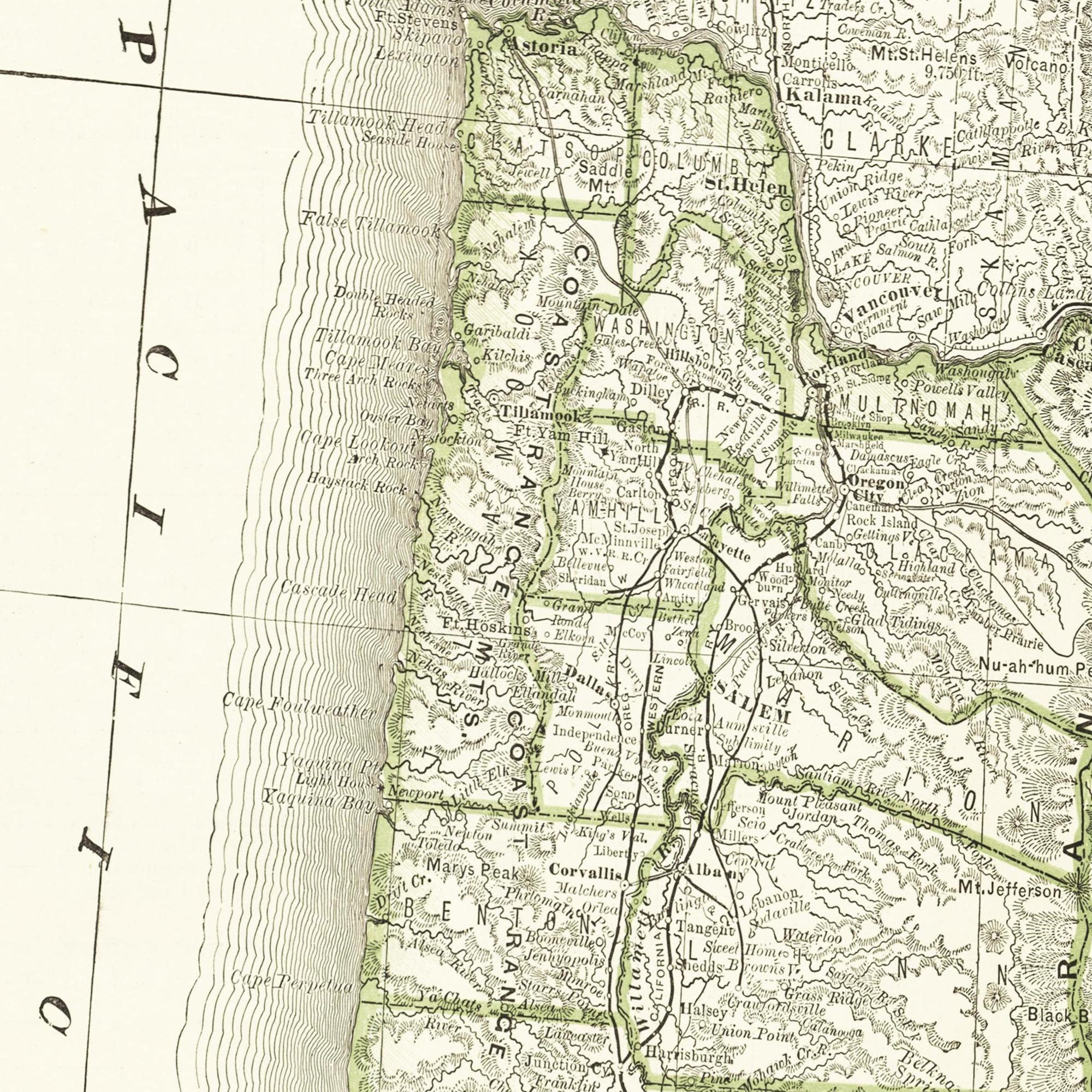 Historical Map Oregon Around 1882 - Etsy