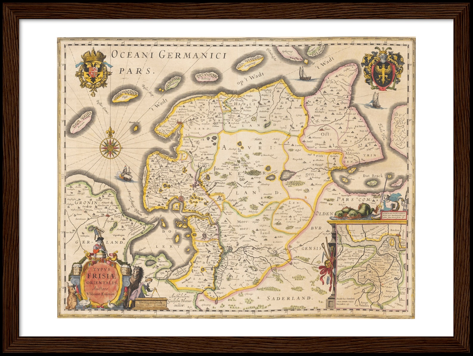 Historische Landkarte von Ostfriesland um 1635 Nachdruck der | Etsy