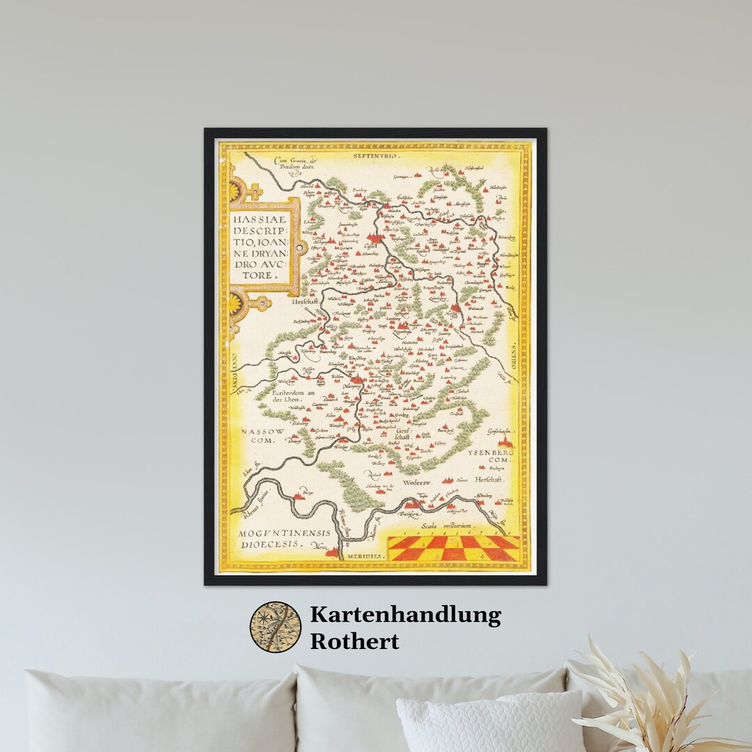 Historical Map of Hesse Around 1609 - Etsy