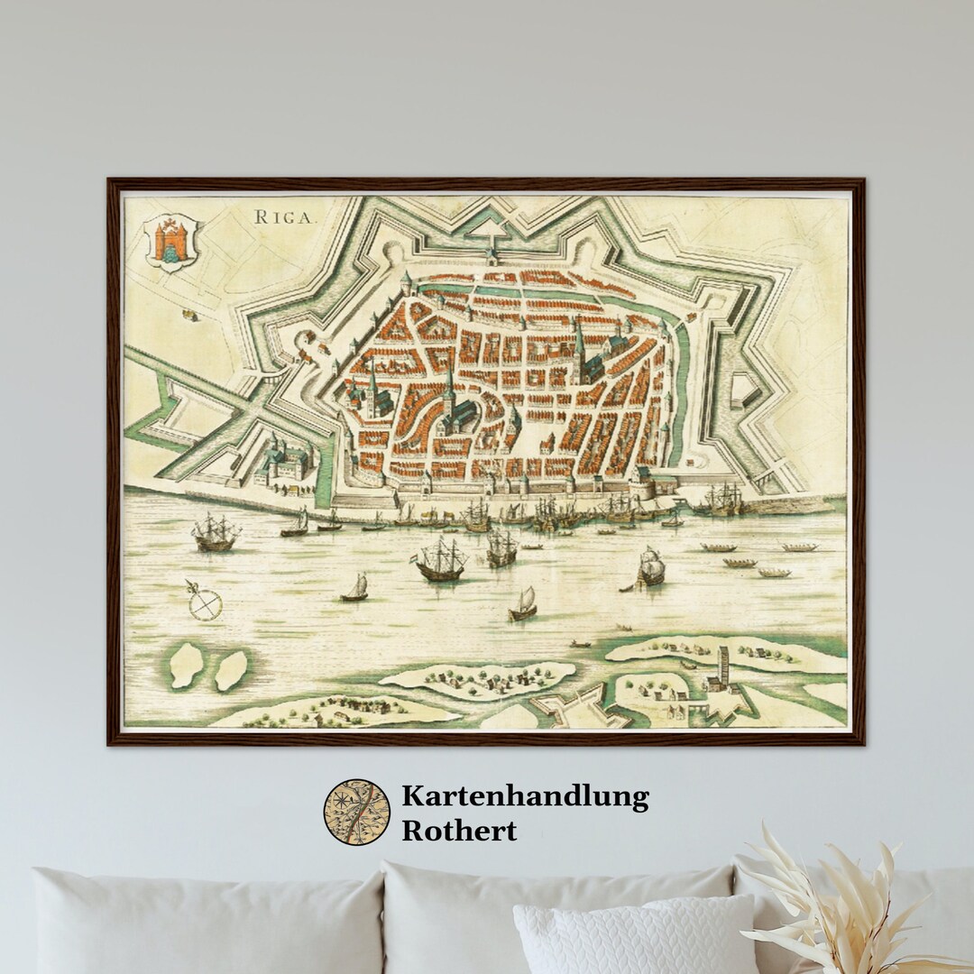 Historical City Map Riga Around 1612 - Etsy