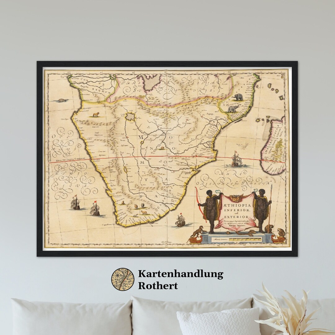 Historical Map of South Africa Around 1635 - Etsy