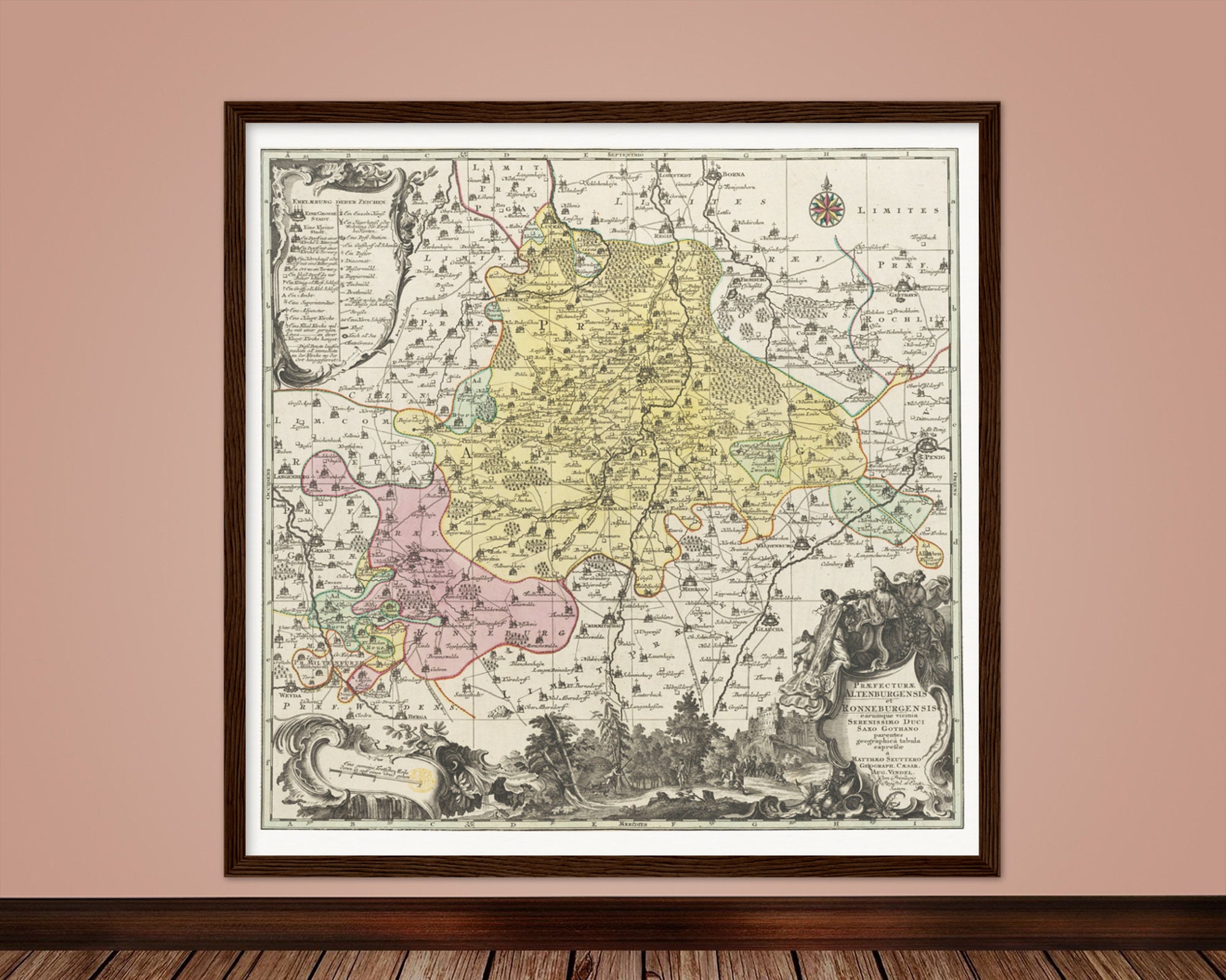 Historical Map Altenburg Around 1750 - Etsy