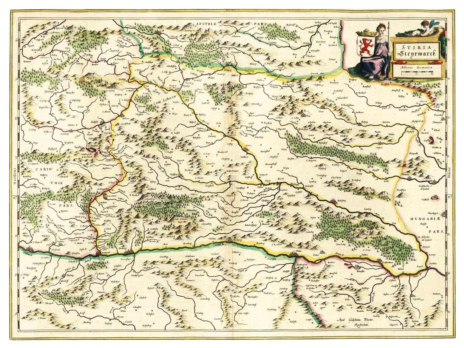 Historical Map of Styria Around 1647 - Etsy