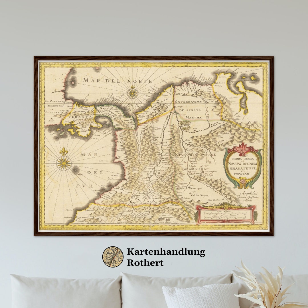 Historical Map of Colombia Around 1638 - Etsy