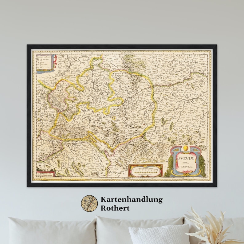 Historical Map of Swabia Around 1635 - Etsy