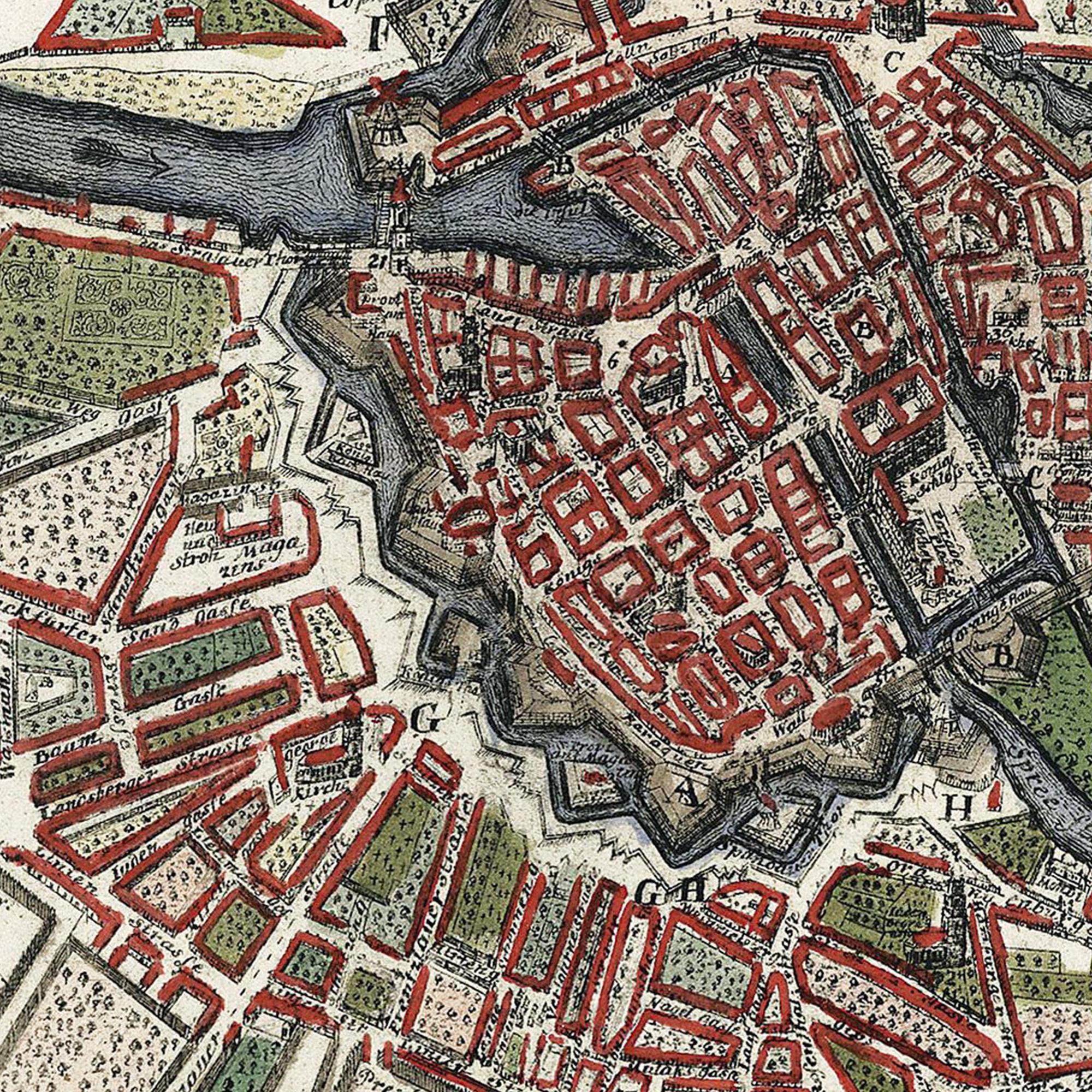 Historical City Map Berlin Around 1739 - Etsy