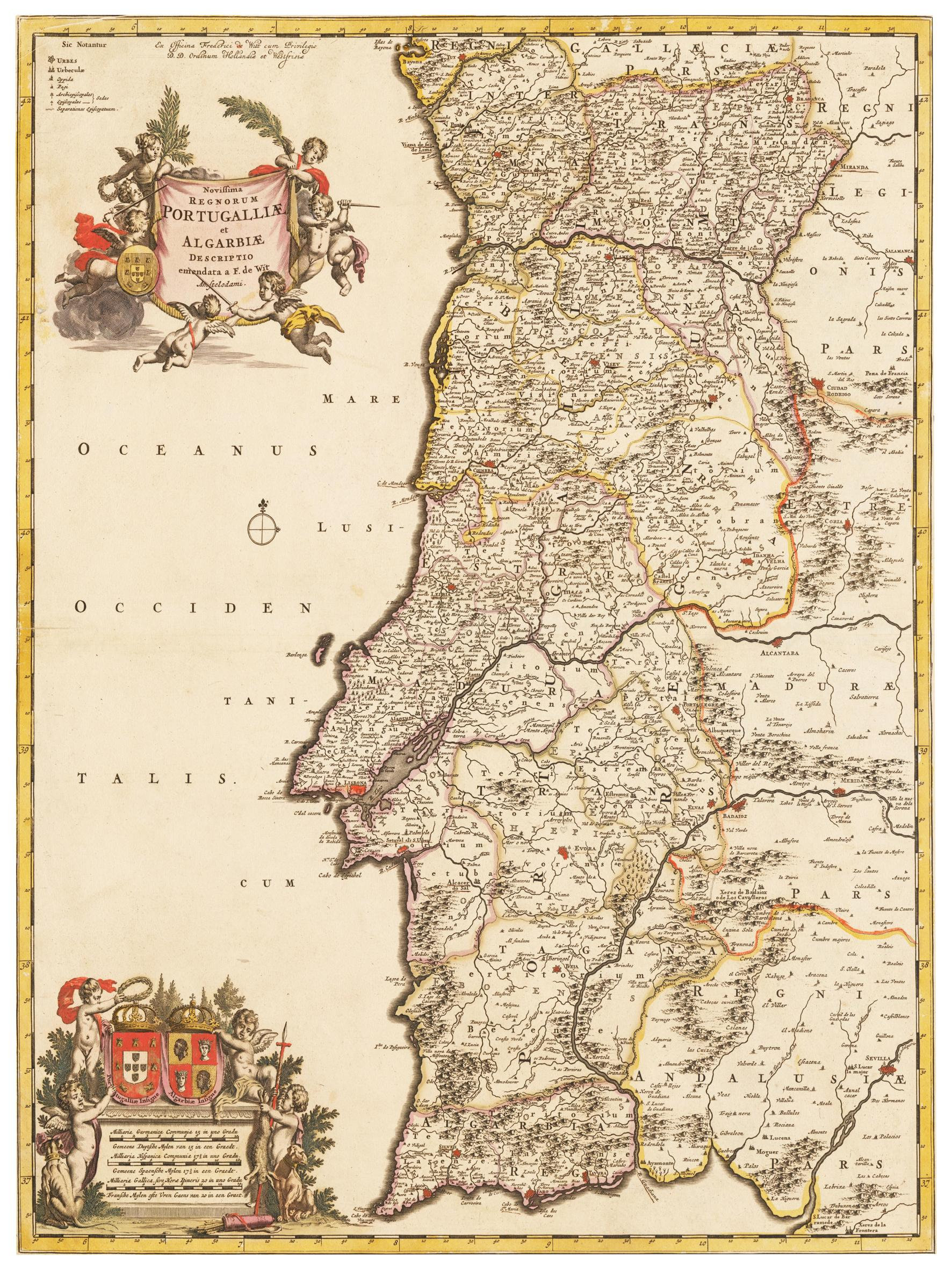 Historical Map of Portugal Around 1698 - Etsy
