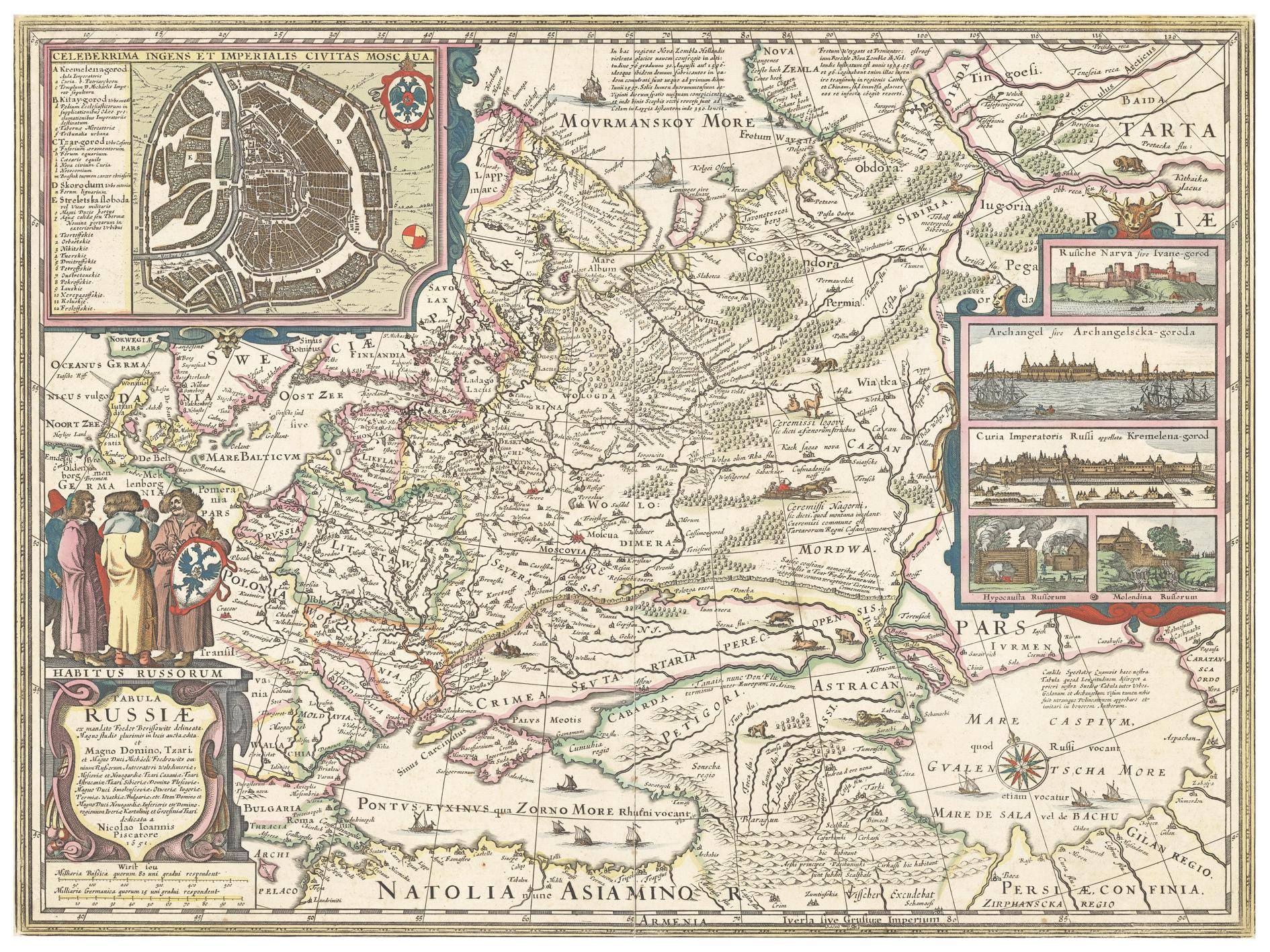 Historical Map of Russia Around 1651 - Etsy