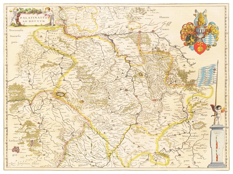 Historical Map of Palatinate Around 1635 - Etsy