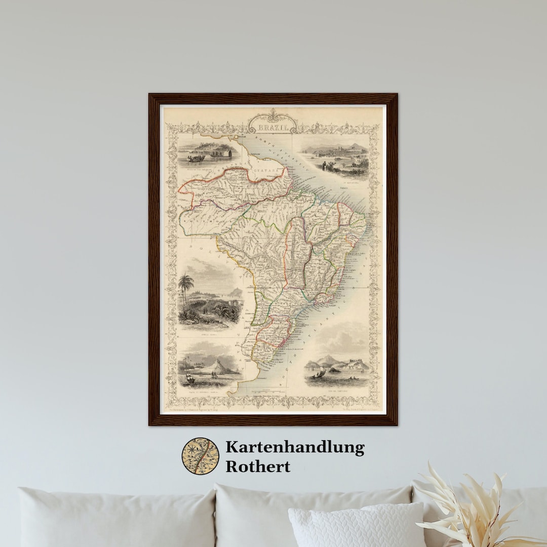 Historical Map of Brazil Around 1850 - Etsy