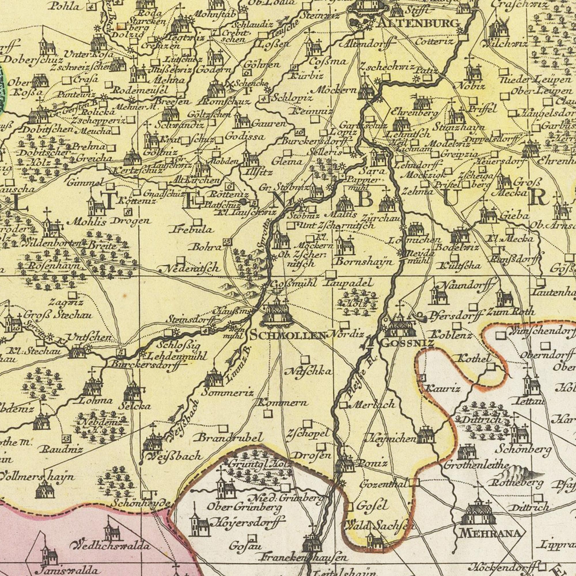 Historical Map Altenburg Around 1750 - Etsy