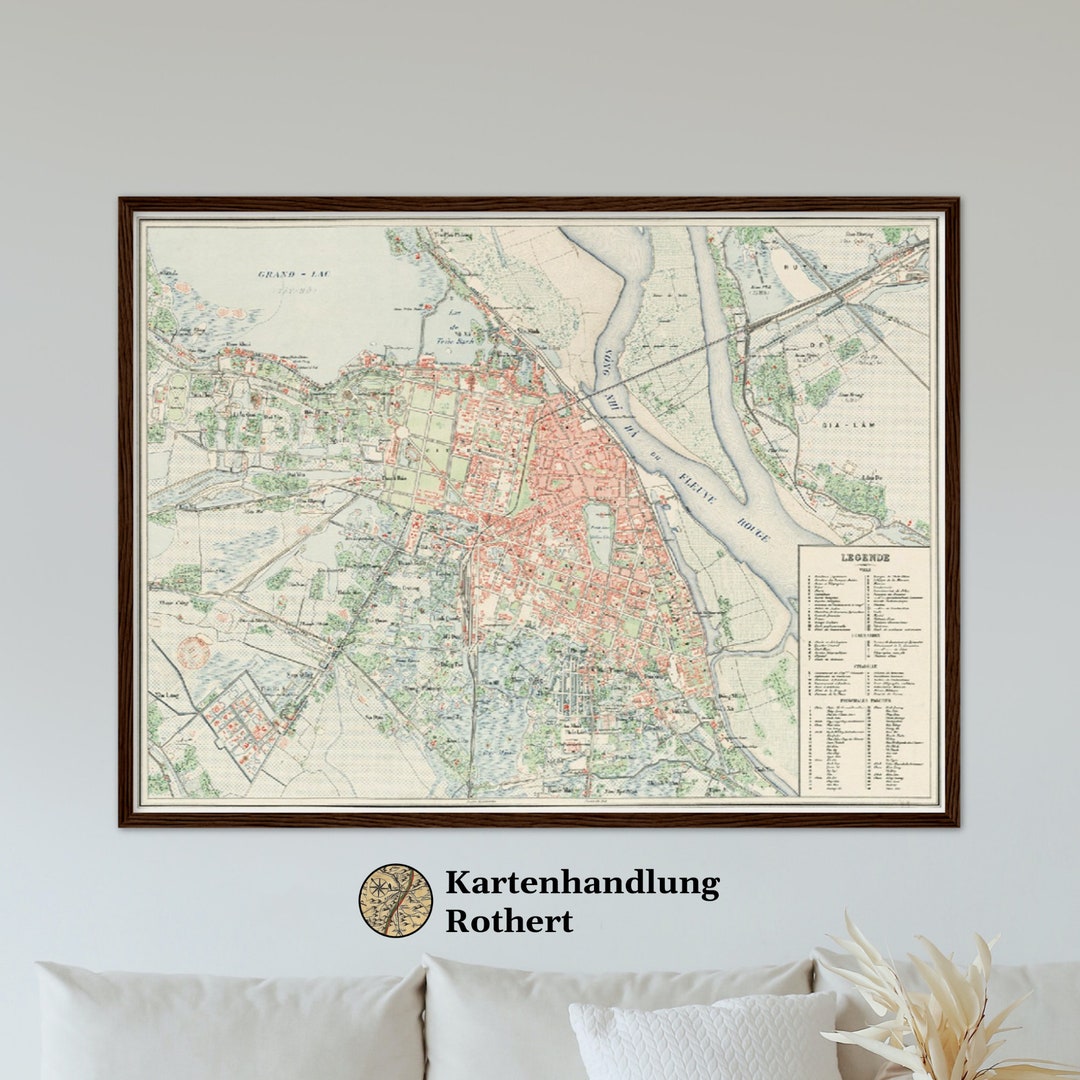 Historical City Map Hanoi Around 1911 - Etsy