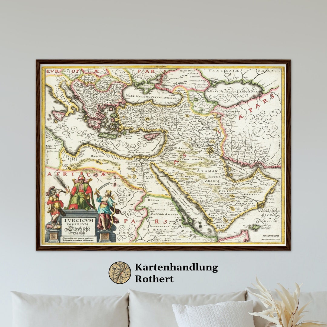 Historical Map of the Middle East Around 1636 - Etsy