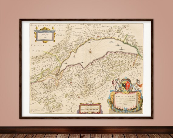 Historical Map Genfer See Around 1635 - Etsy