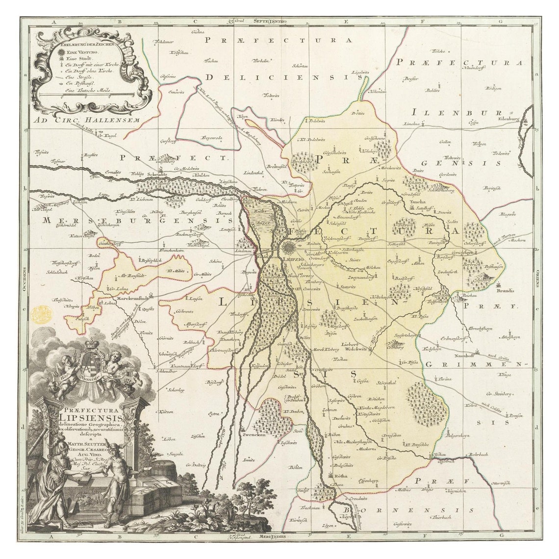 Historical Map Leipzig Around 1750 - Etsy