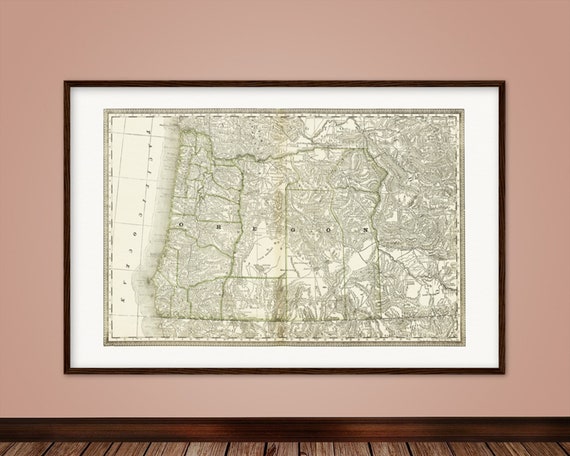Historical Map Oregon Around 1882 Reprint of the Map Frame | Etsy