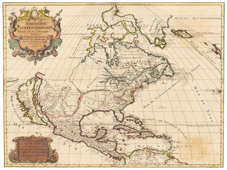 Historical Map of North America Around 1694 - Etsy