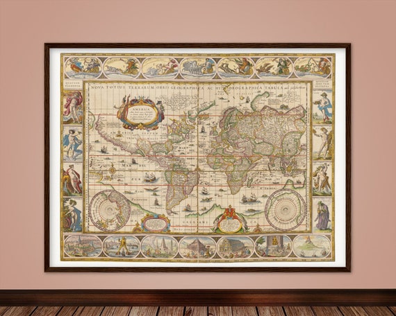 Historical Map of the World Around 1635 - Etsy