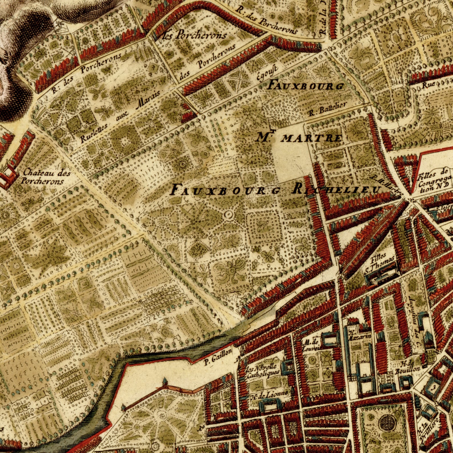 Historical map of Paris around 1700 reprint of the map | Etsy