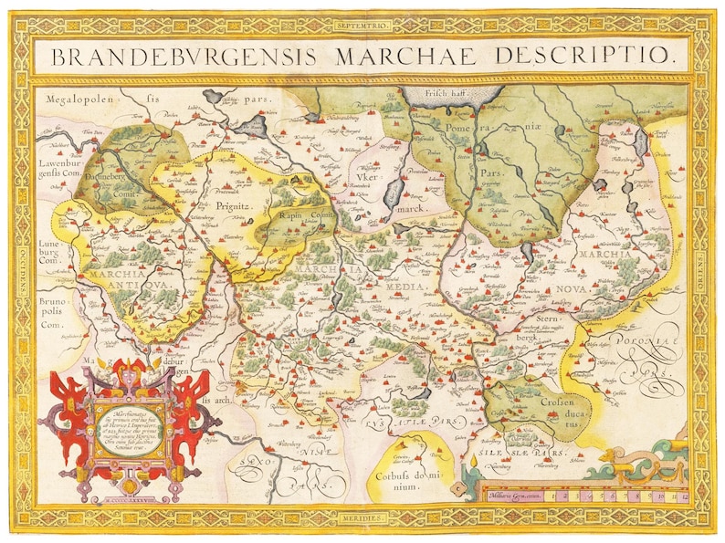 Historical Map of Brandenburg Around 1609 - Etsy