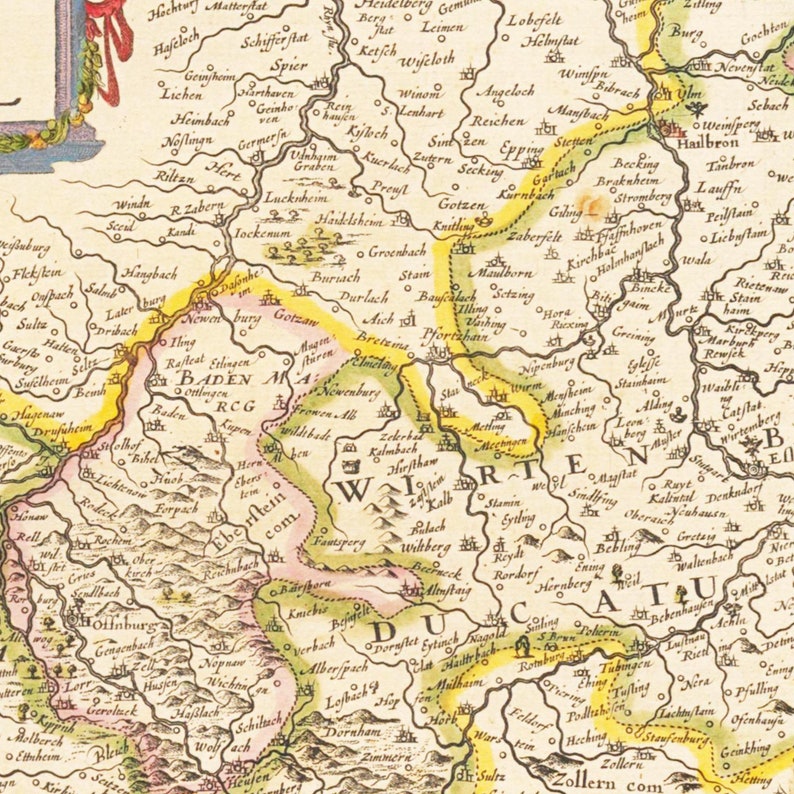Historical Map of Swabia Around 1635 - Etsy