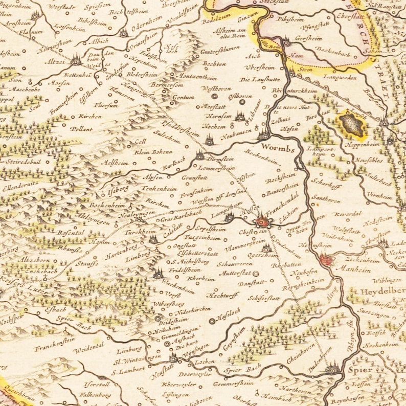 Historical Map of Palatinate Around 1635 - Etsy