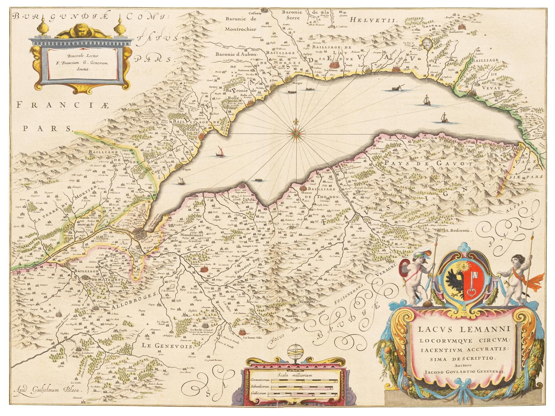 Historical Map Genfer See Around 1635 - Etsy