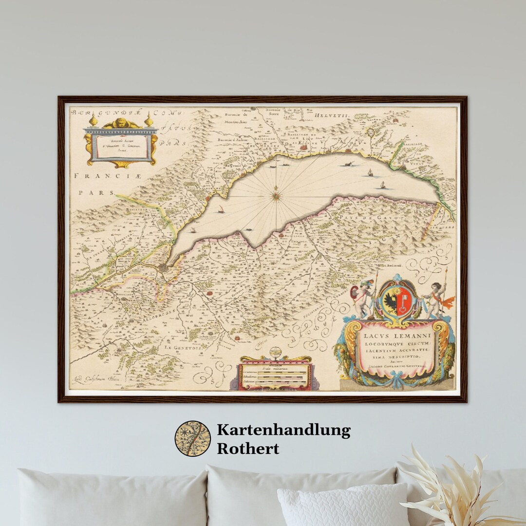 Historical Map Genfer See Around 1635 - Etsy