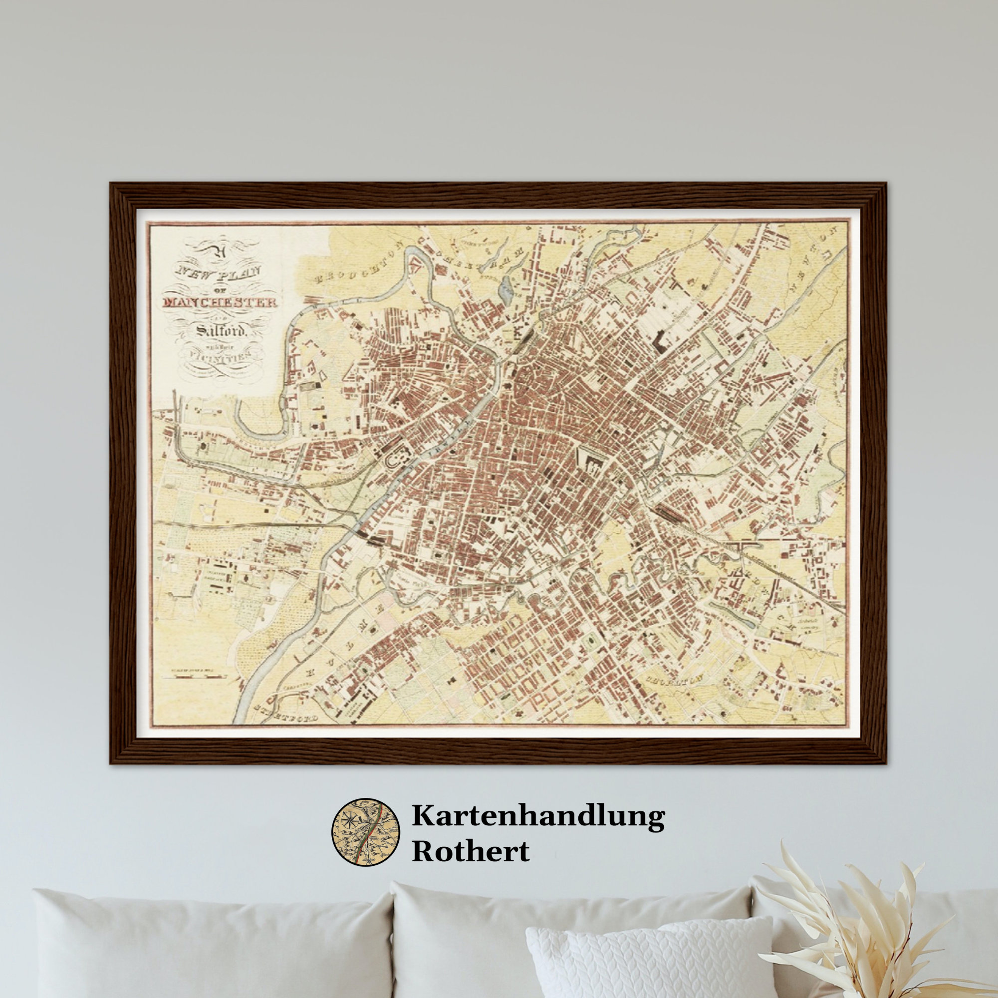 Historical City Map Manchester Around 1844 - Etsy
