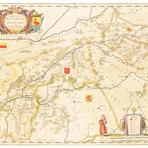 Historical Map Grafschaft Bentheim Around 1635 - Etsy
