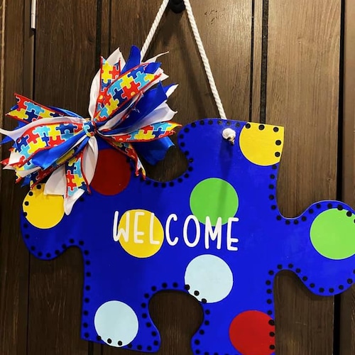Autism Awareness Door Hanger Autism Door Hanger Puzzle Piece | Etsy Autism Awareness Door Hanger Autism Door Hanger Puzzle Piece | Etsy