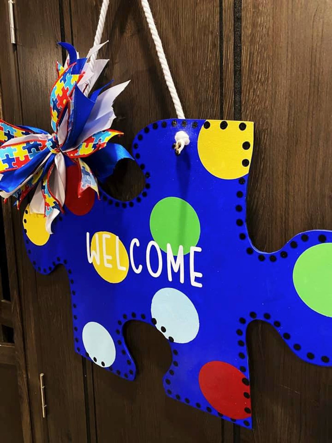 Autism Awareness Door Hanger Autism Door Hanger Puzzle Piece | Etsy