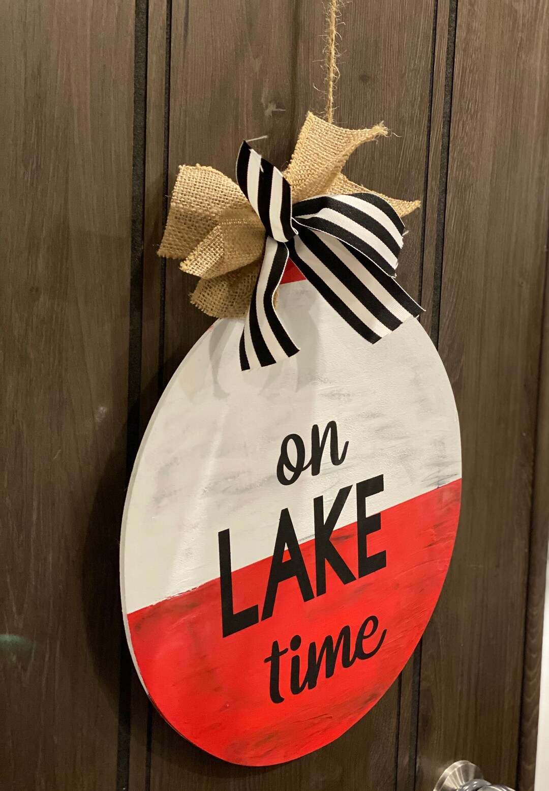 On Lake Time Fishing Bobber Sign, Wood Wall Door Hanger, on Lake Time ...