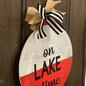 On Lake Time Fishing Bobber Sign, Wood Wall Door Hanger, on Lake Time ...