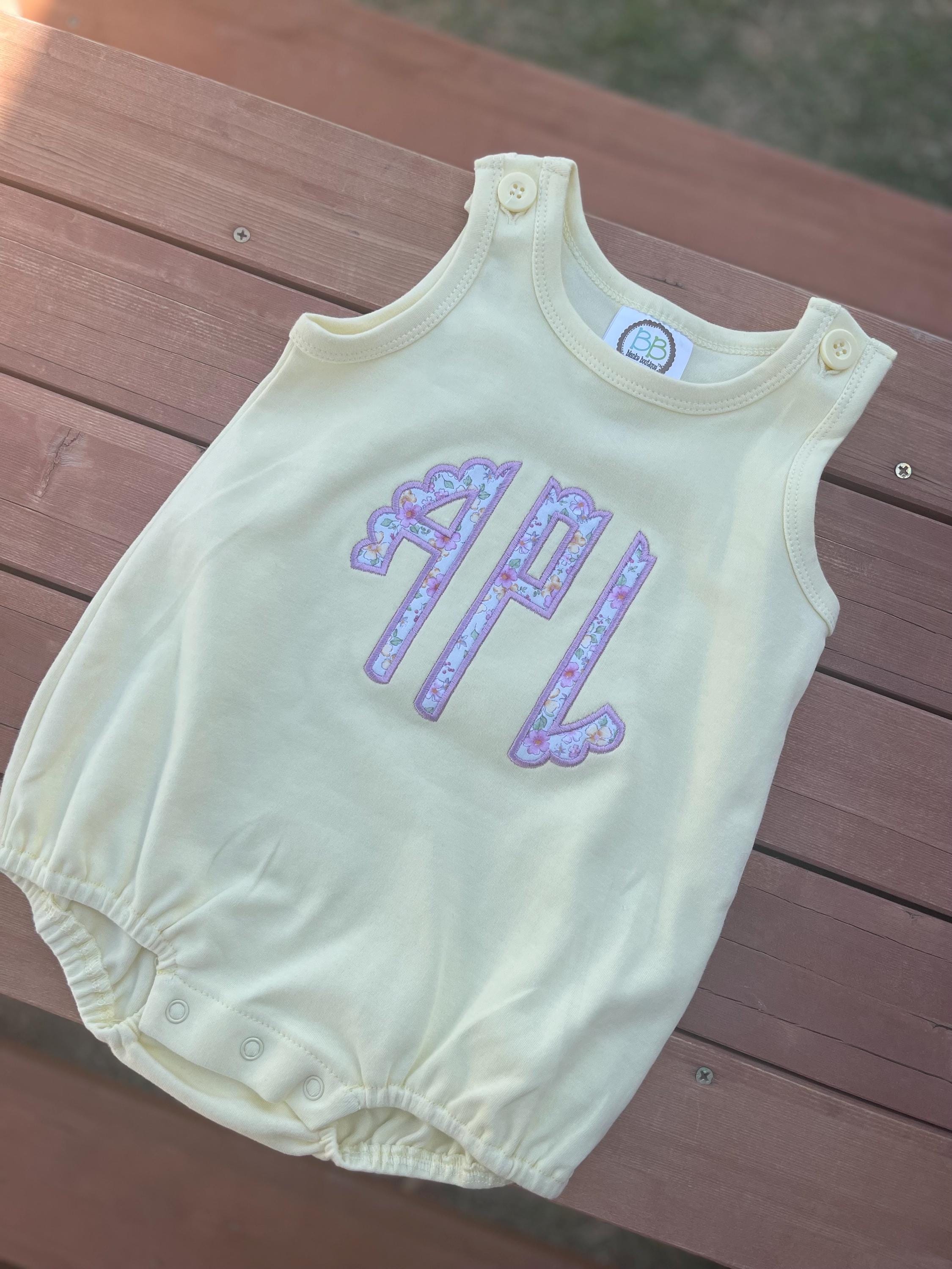 Girls Embroidered Monogram Sun Bubble, Personalized Summer Outfit - Etsy