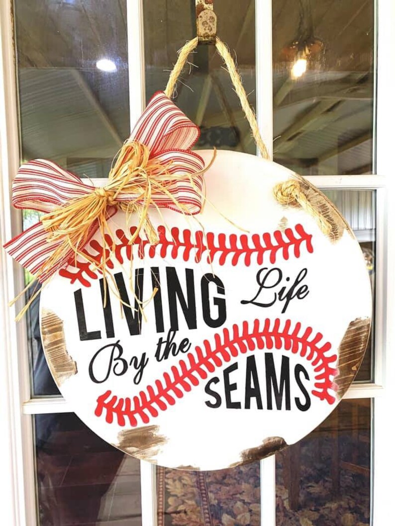 Round Baseball Door Hanger Round Door Hanger Round Sign - Etsy