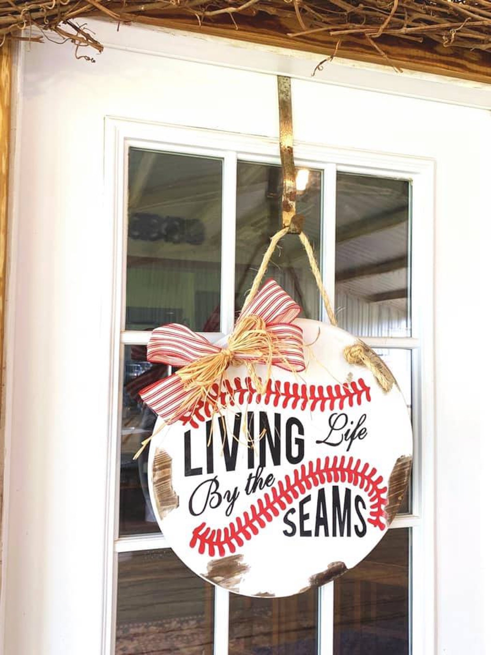 Round Baseball Door Hanger, Round Door Hanger, Round Sign, Baseball ...