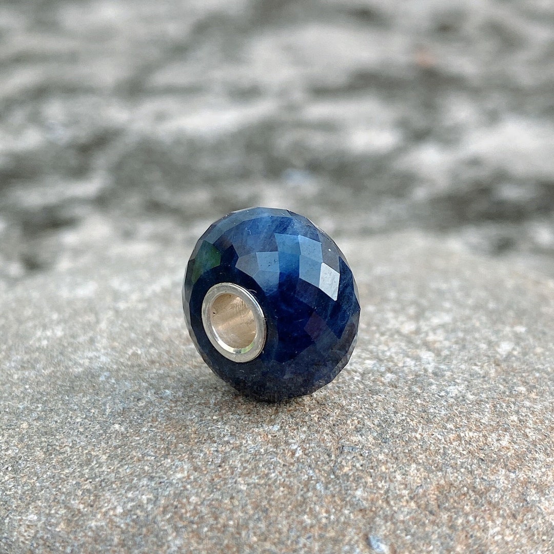 Natural Sapphire Bead Silver Core, Genuine Sapphire Bead, Natural ...