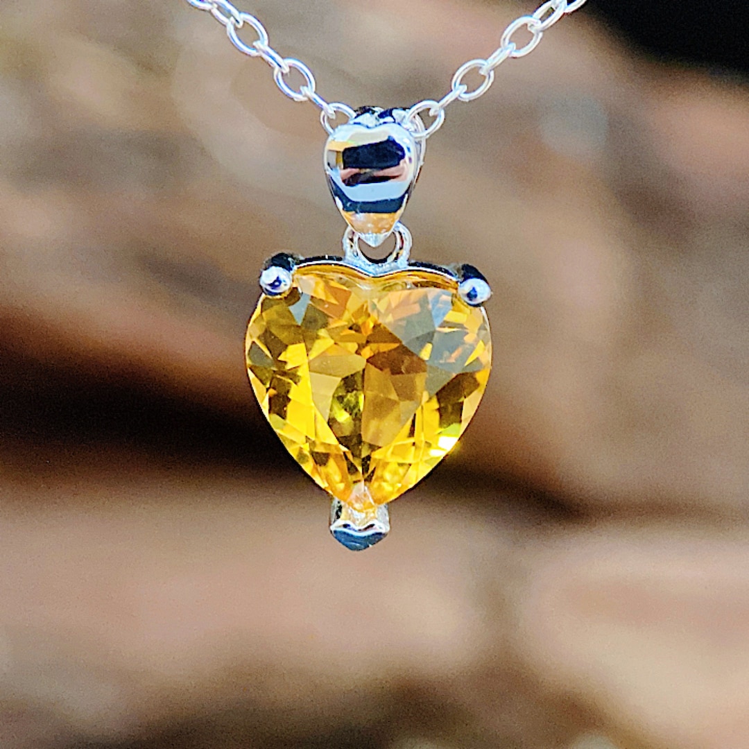 Citrine Necklace for Women, Citrine Pendant Necklace, Dainty Necklace ...