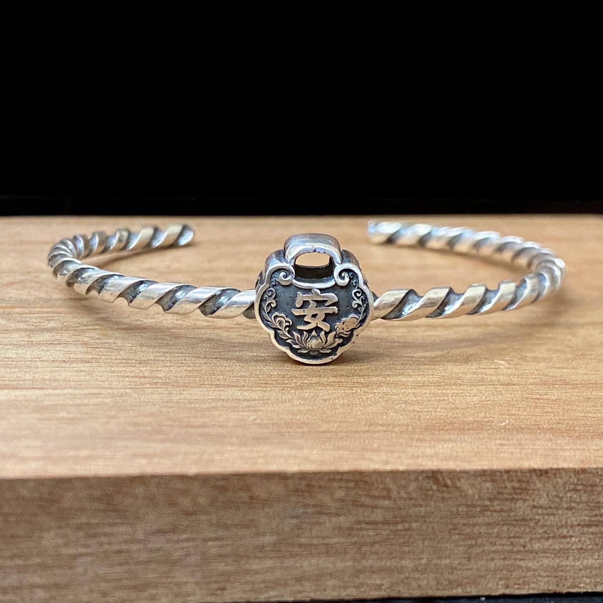 Longevity Lock Charm, S925 Sterling Silver, Chinese New Year Gift - Etsy