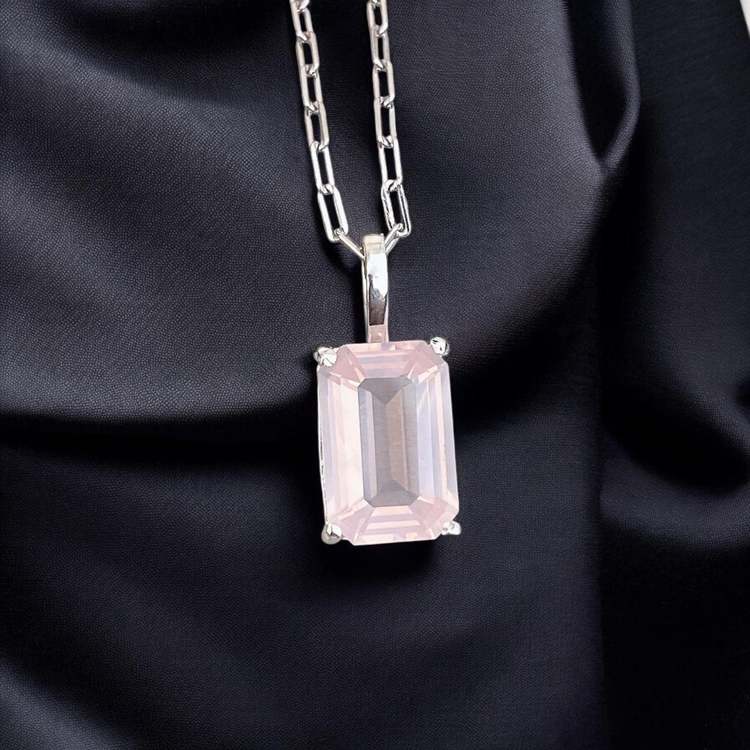 Natural Rose Quartz Necklace, Rose Quartz Pendant Necklace, Pink Quartz ...