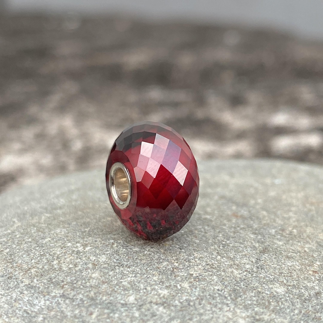 Dark Red Garnet Charm: 925 Sterling Silver Core Bead - Etsy