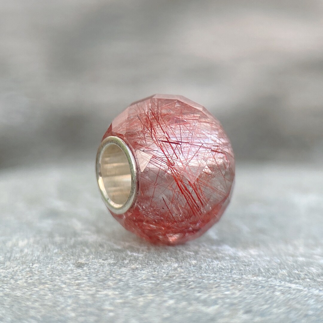 Red Rutilated Quartz Bead Small Size, Natural Quartz Bead, European ...
