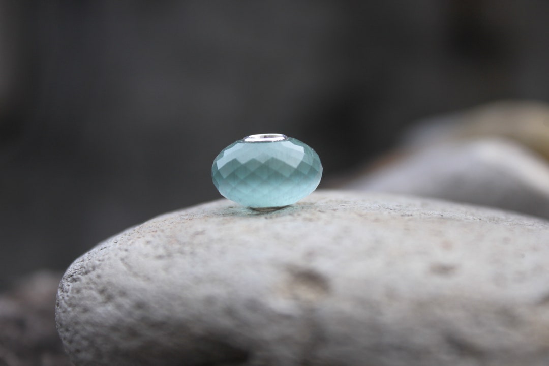 Cat's Eye Natural Stone Bead, Cyan Colour, Charm for Bracelet, Charm ...